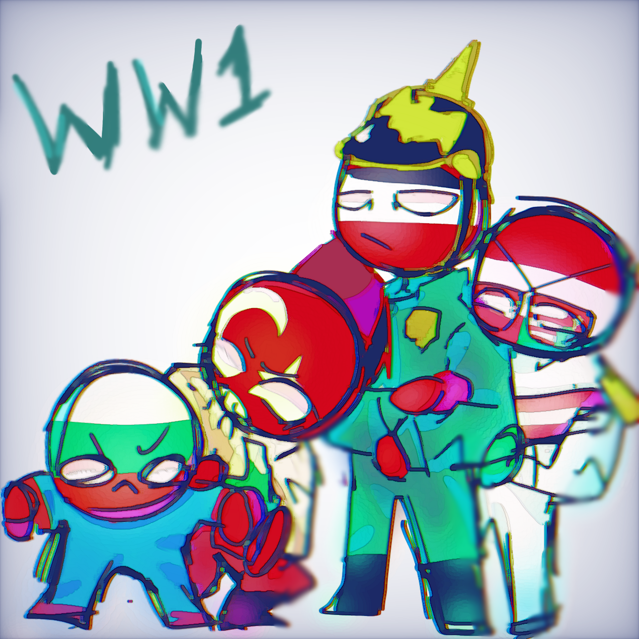 countryhumans ww1 🇹🇷🇩🇪🇧🇬🇦🇹🇭🇺 - ibisPaint