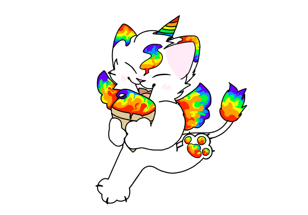 Unicorn ice cream cat - ibisPaint