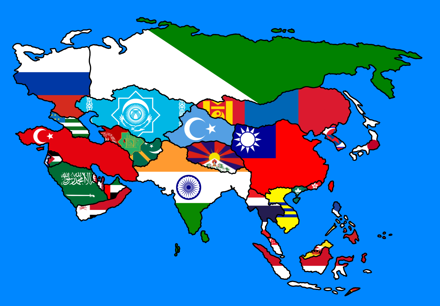Asia map borders fixed with flags - ibisPaint