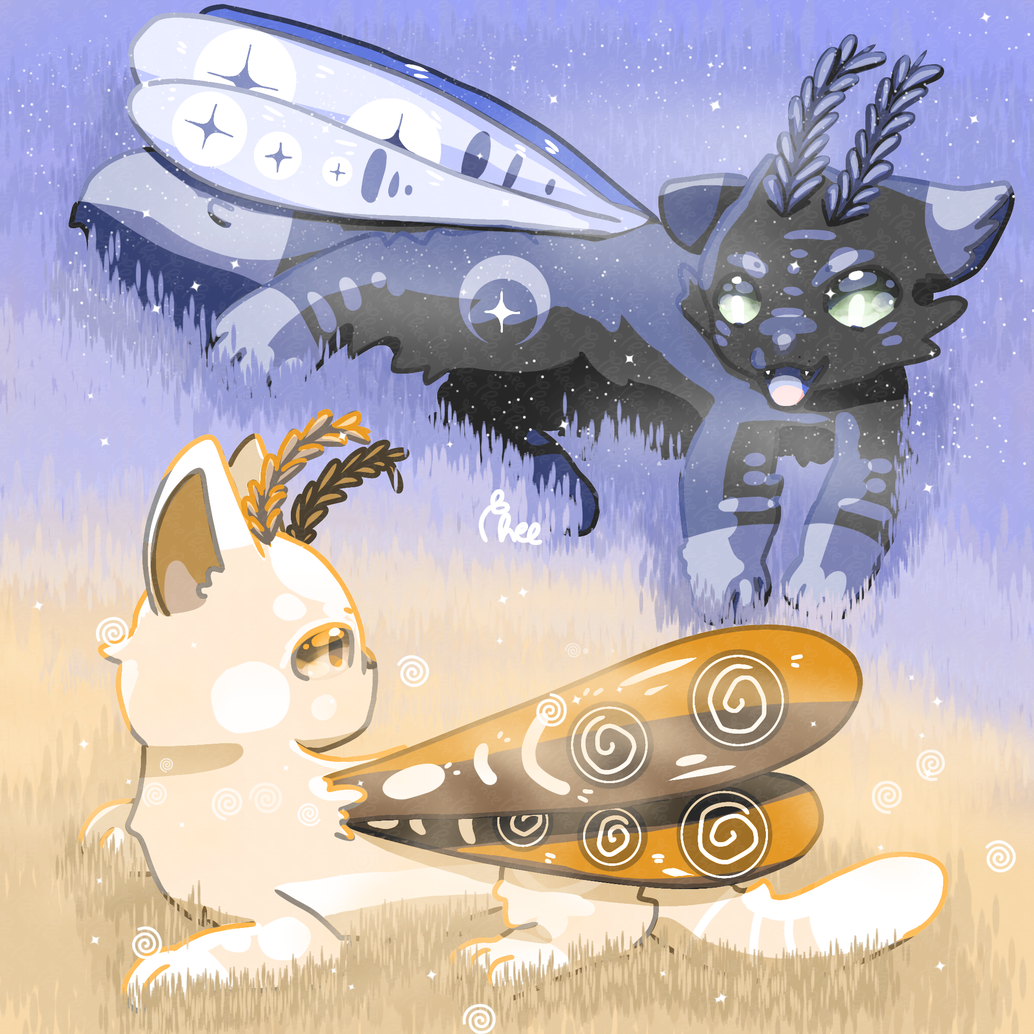 cat and moth!! (change my style lil bit) - ibisPaint
