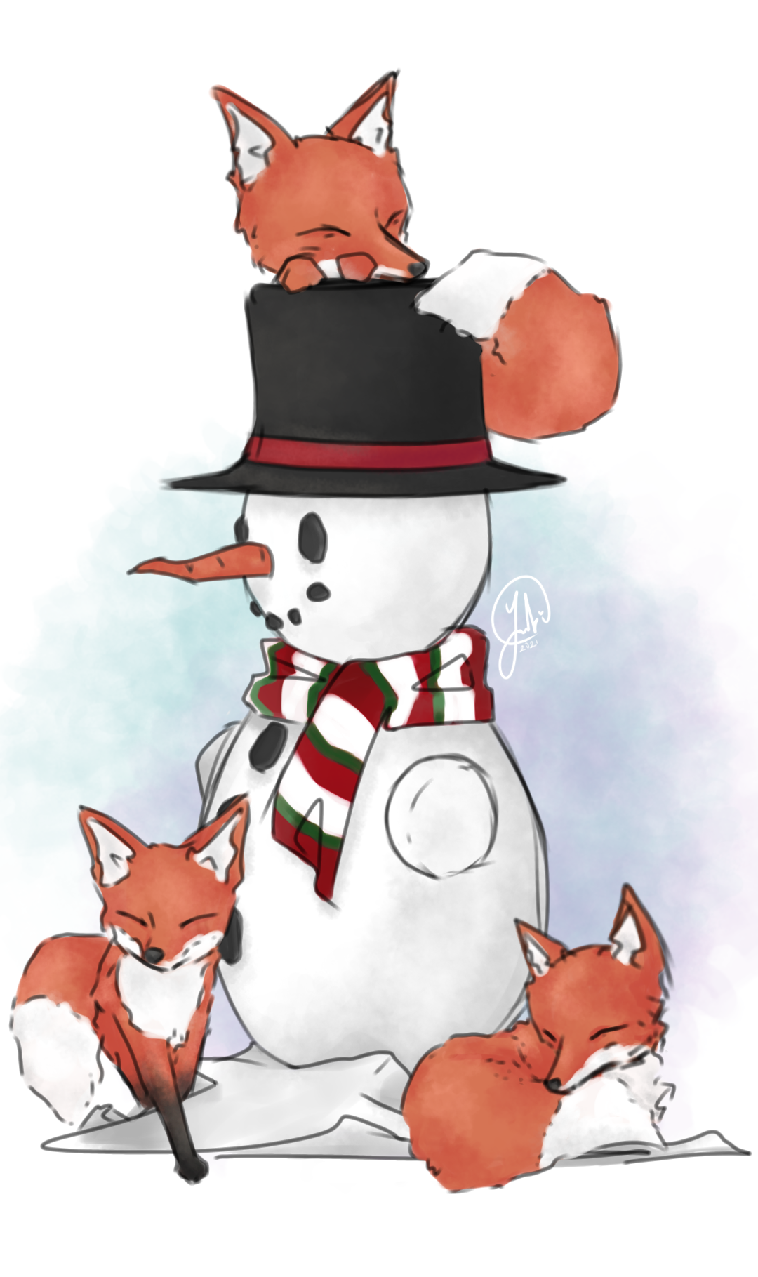 Winter Foxes - ibisPaint