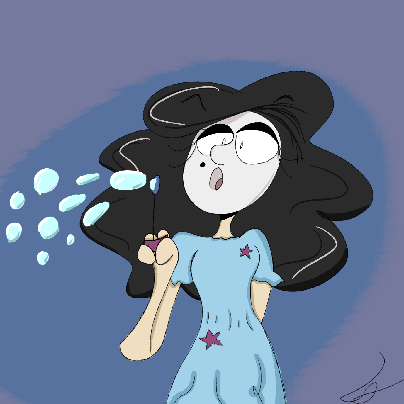 Zoe blowing bubbles - 2 - ibisPaint