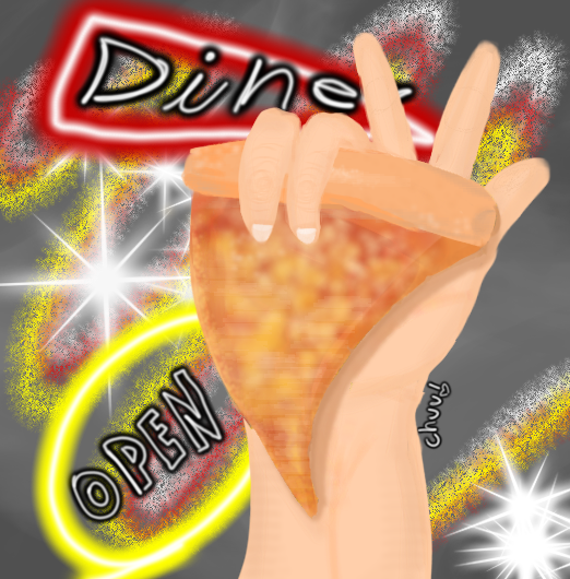 semi-realistic hand with pizza! - ibisPaint