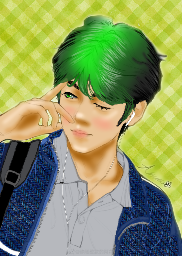 Green hair boy - ibisPaint