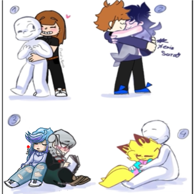 Cute couple, friends snuggle - ibisPaint