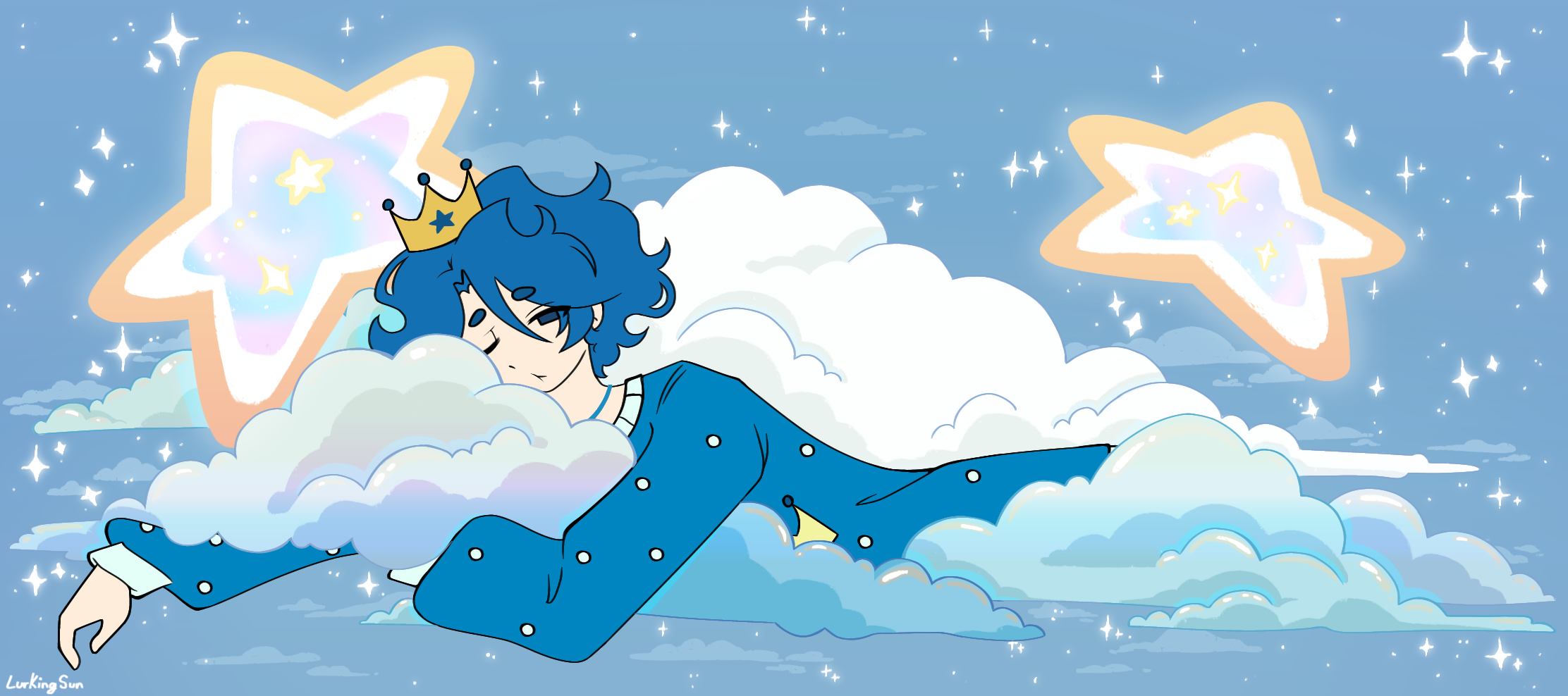 Sleepy prince (flat colors; finished bg) - ibisPaint