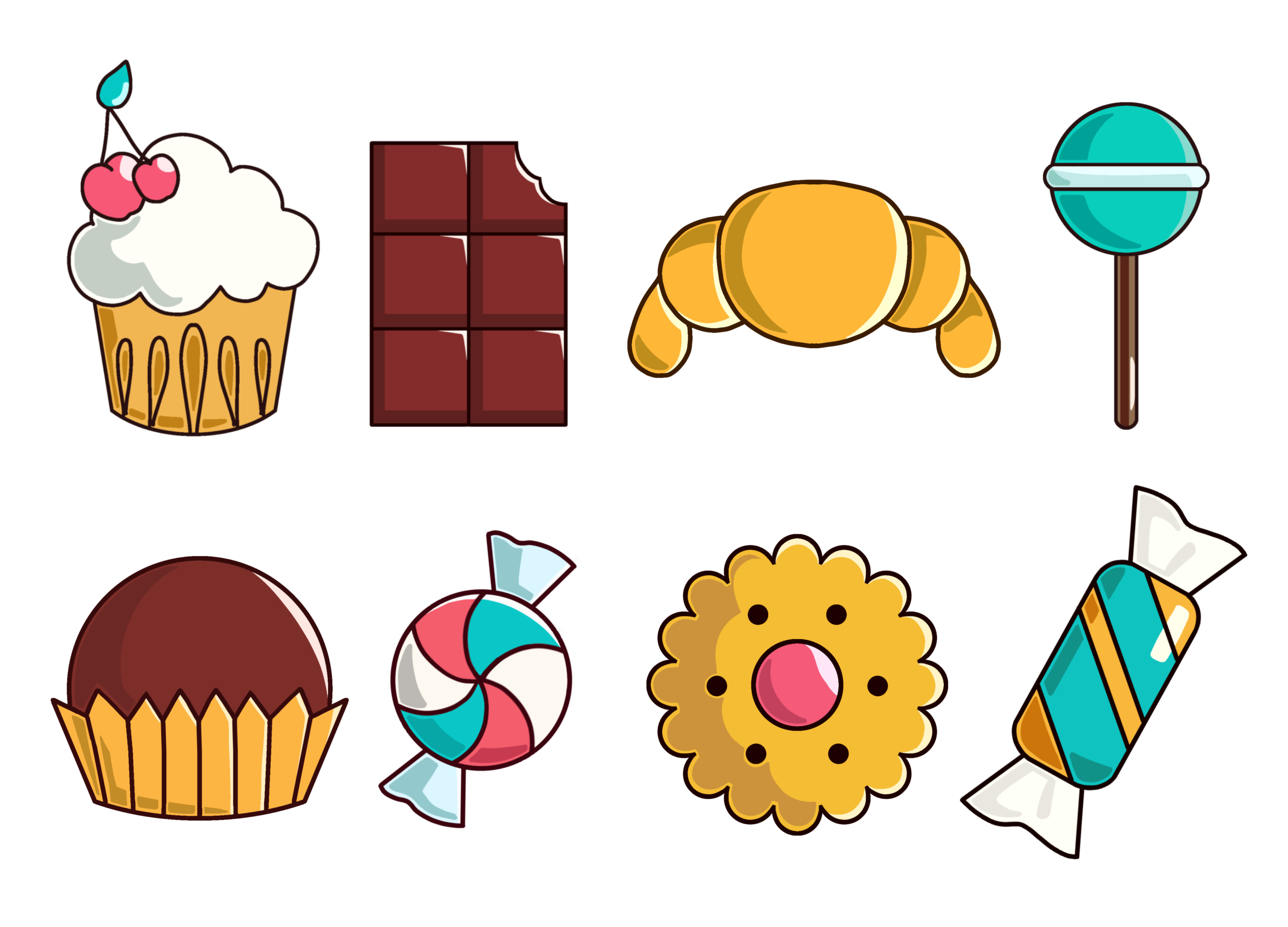 Cartoon drawings of sweets 🍬🧁 - ibisPaint