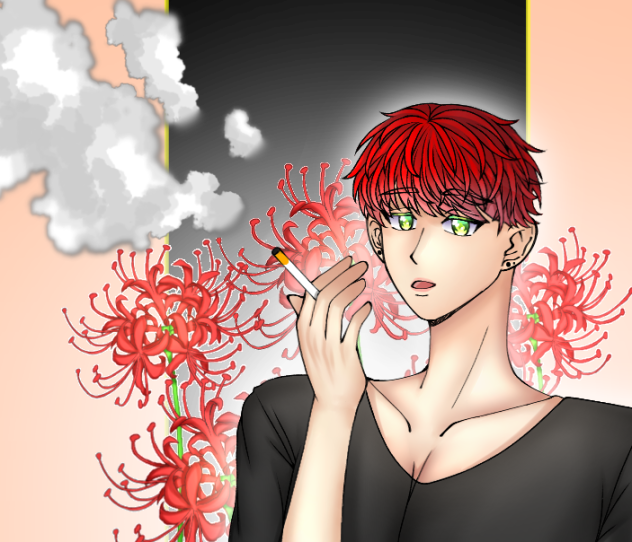 hot boy with red wolf hair. - ibisPaint