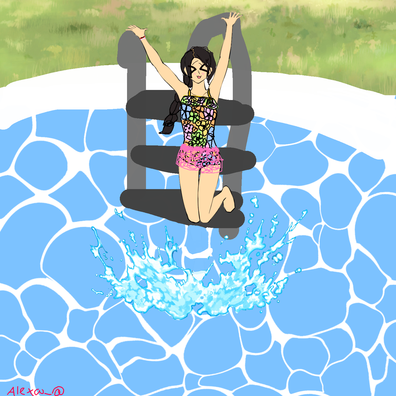 getting in the pool - ibisPaint