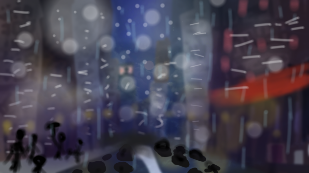 Raining city night - ibisPaint
