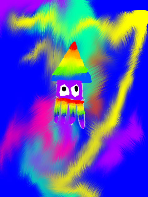 splatoon fan art the rainbow squid - ibisPaint