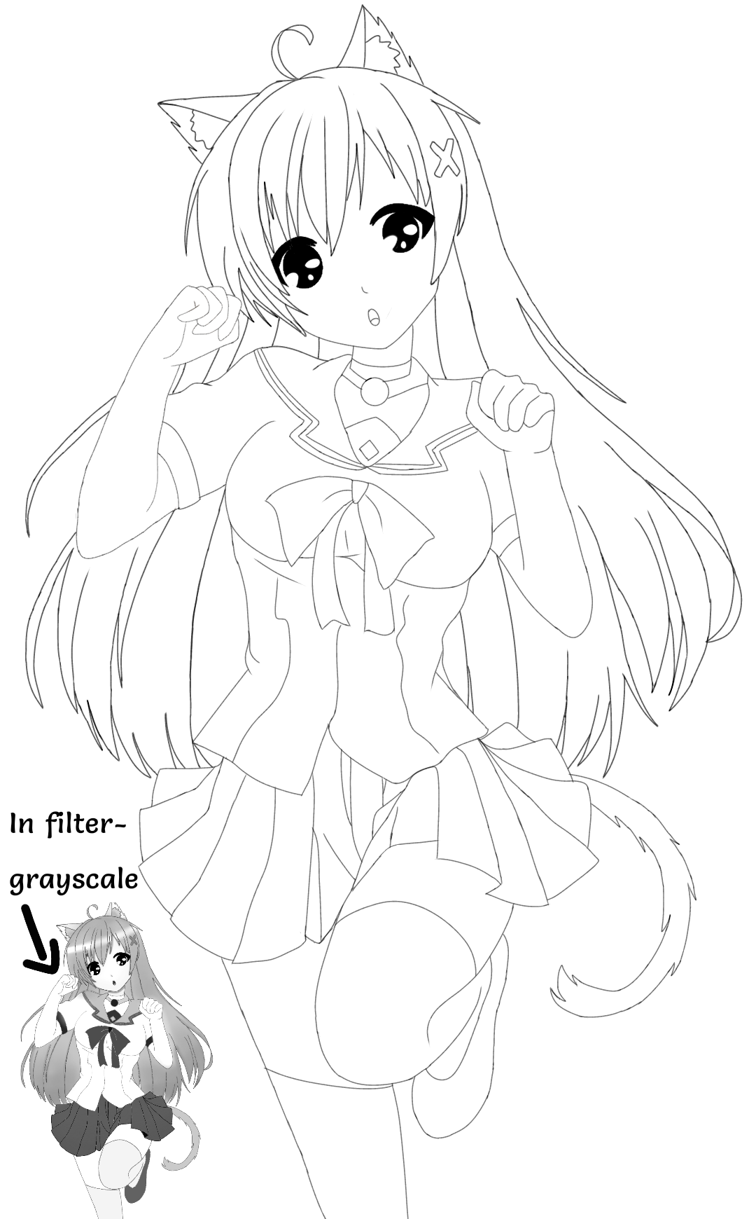 cat or girl (uncoloured) - ibisPaint
