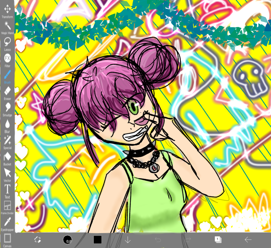 Trying buns hairstyle - ibisPaint