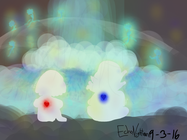 {Undertale} Frisk & Sans at Waterfall. - ibisPaint