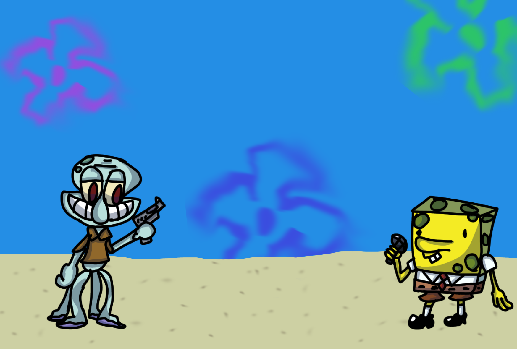Squidward has a gun - ibisPaint
