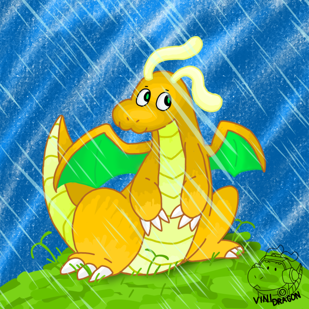 Dragonite rainy day - a simple drawing - ibisPaint